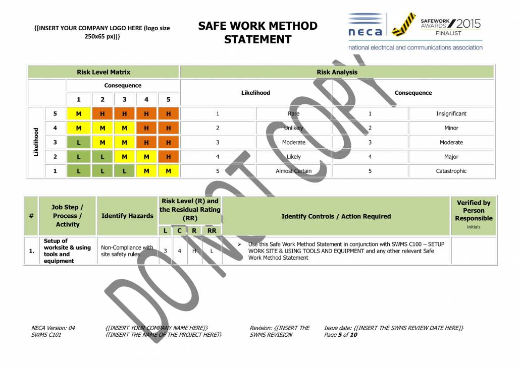 LADDERS SWMS - NECA Safety Specialists