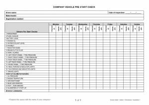 Company Vehicle Pre-Start Check - NECA Safety Specialists