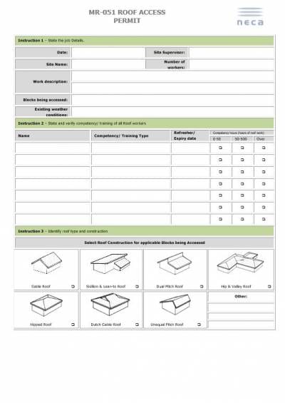 Roof Access Permit - NECA Safety Specialists