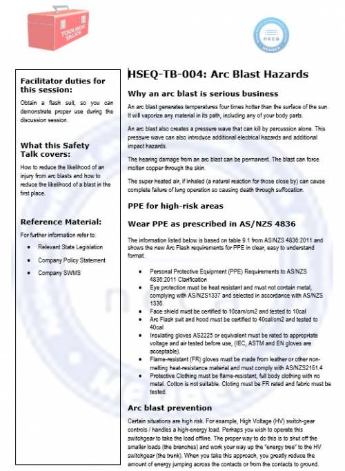 Toolbox Talk Topics PDF Archives - NECA Safety Specialists