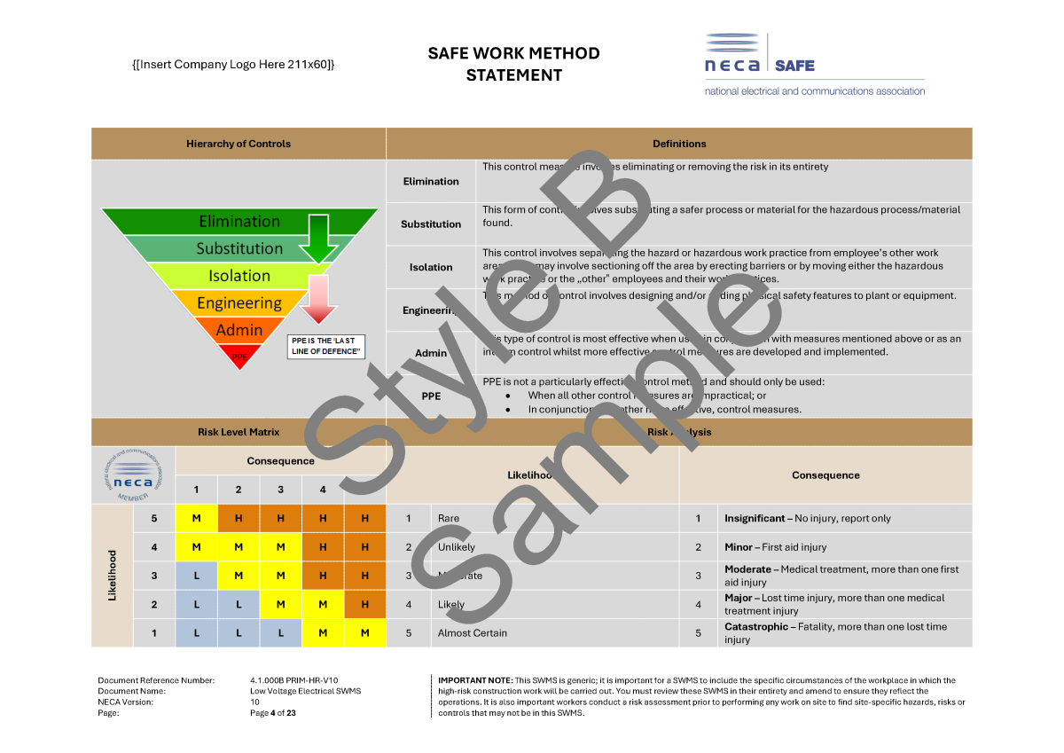 High Risk Construction Work (HRCW) SWMS Bundle