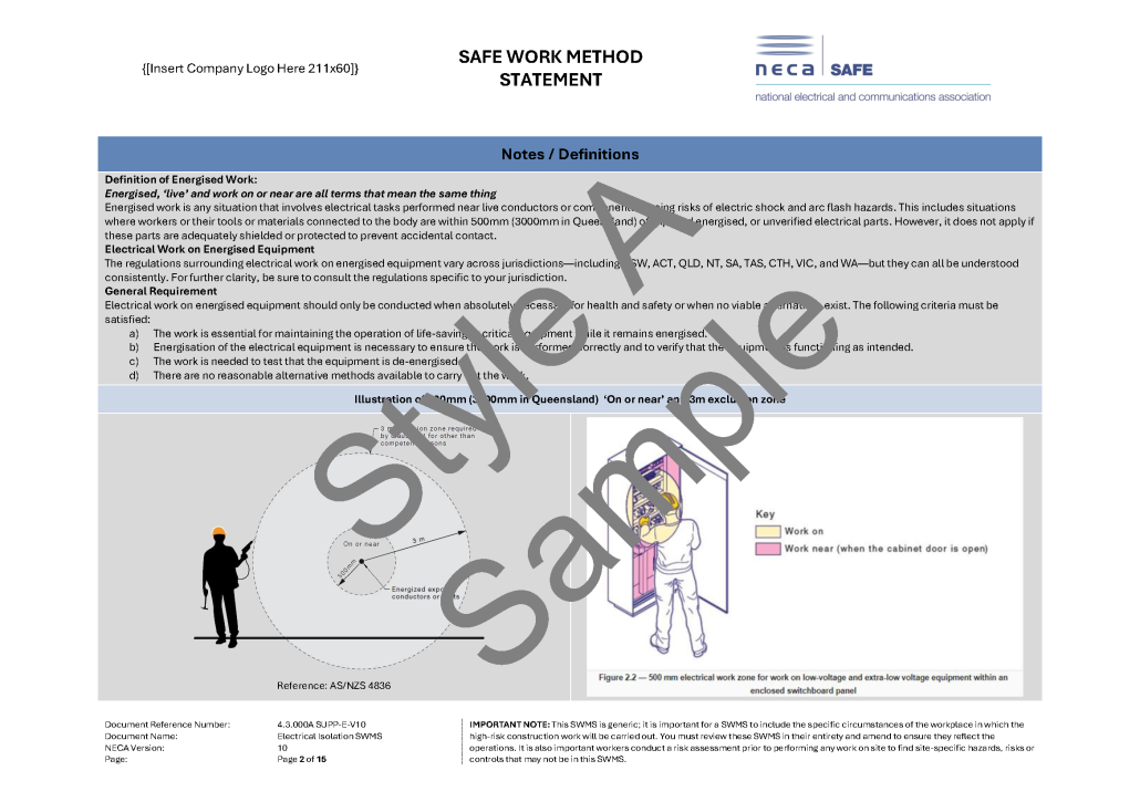 Electrical Isolation SWMS - NECA Safety Specialists