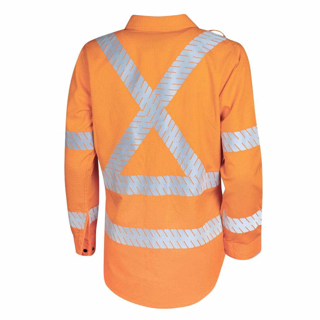 Bool Womans Shirt FR Orange PPE2 L/S Reflective X-Back Segmented Tape ...