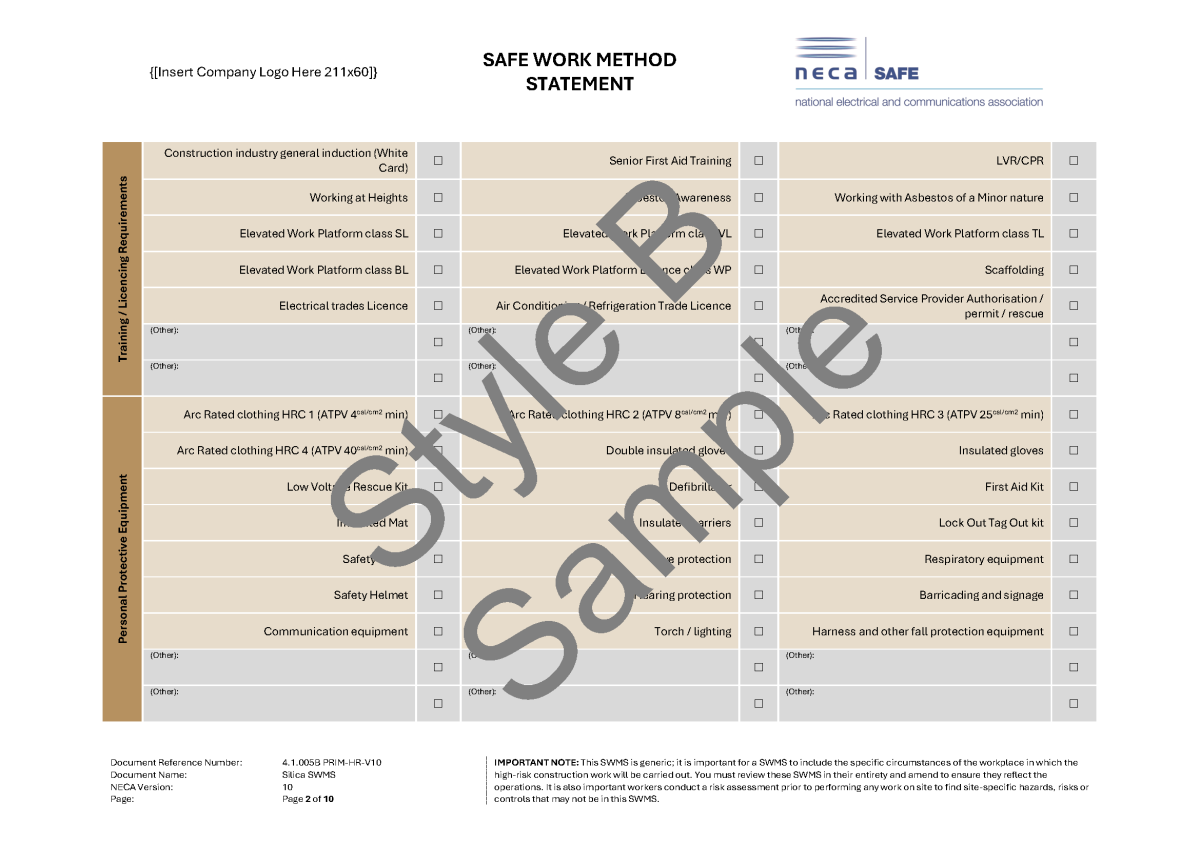 Silica SWMS - NECA Safety Specialists
